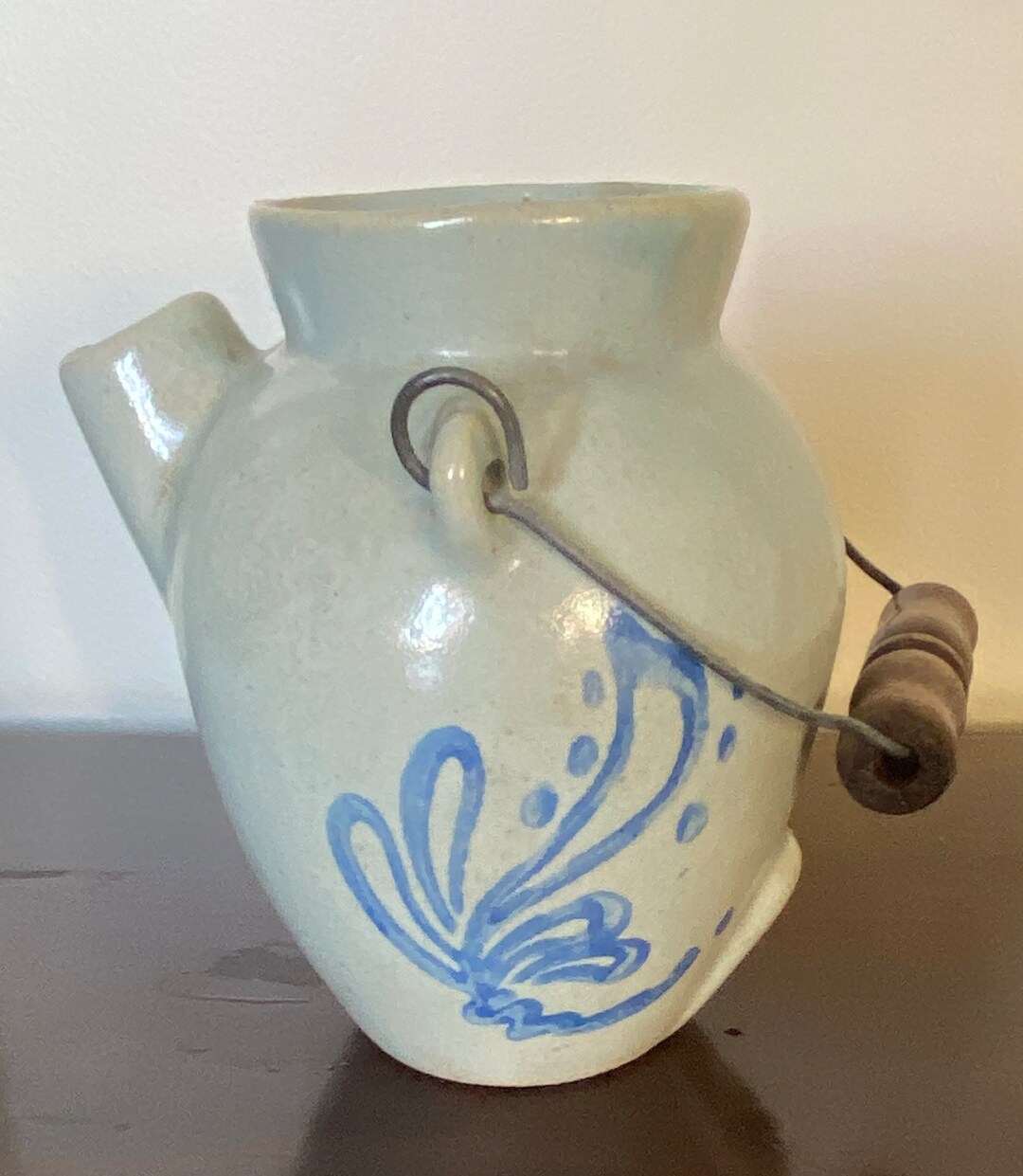 Gray Stoneware Batter Jug W/blue Design- Rare Find!!! - Etsy