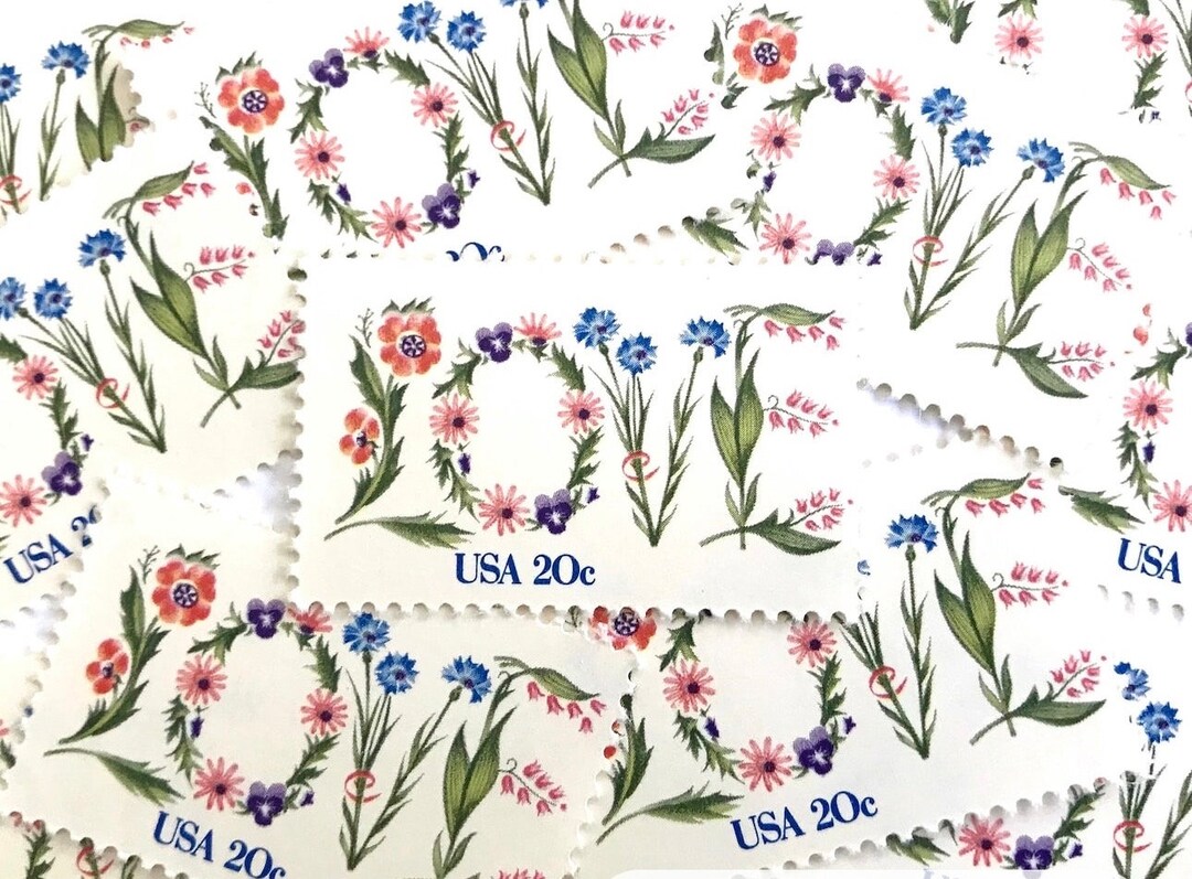 20 Vintage Unused Love Flowers Mail Stamps / Love Series Botanical ...