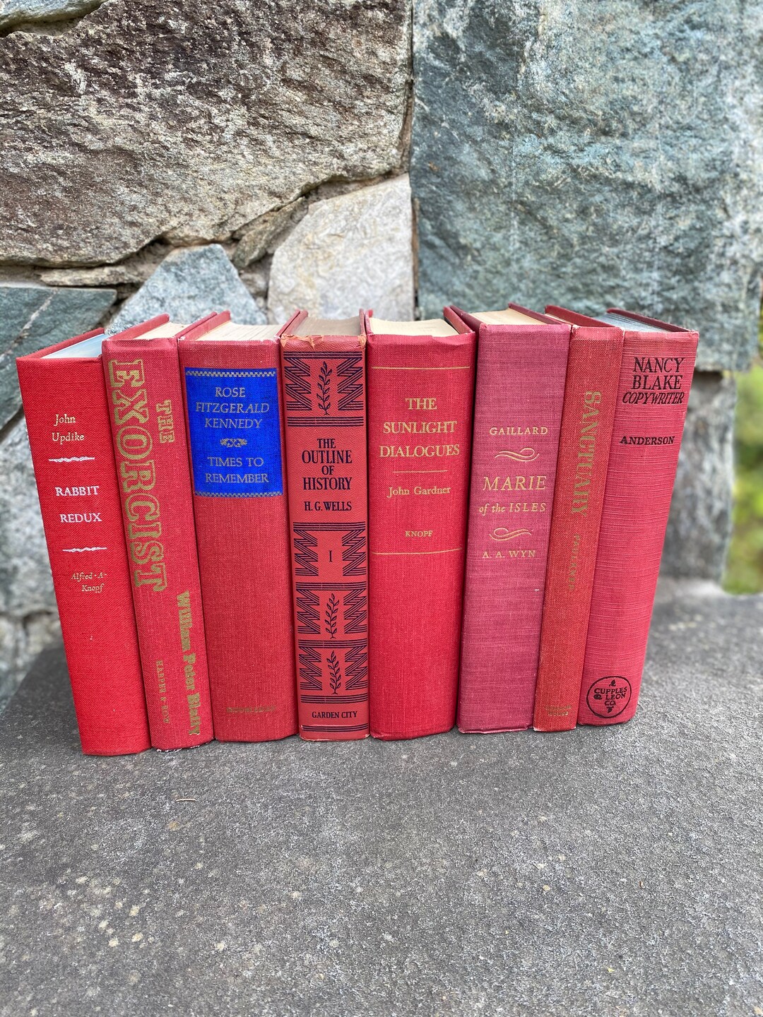 Vintage Stack of Red Books - Etsy