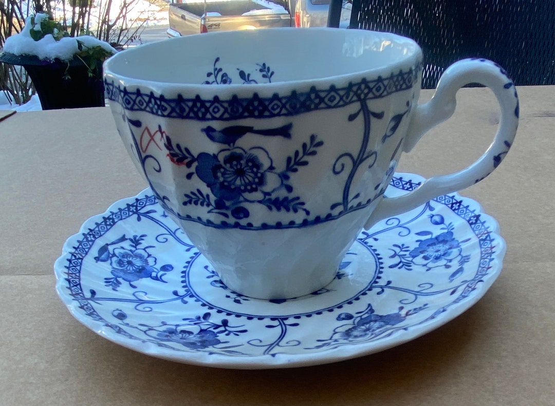 Indies Blue Pattern by Johnson Brothers - Flat Cup and Saucer - Etsy