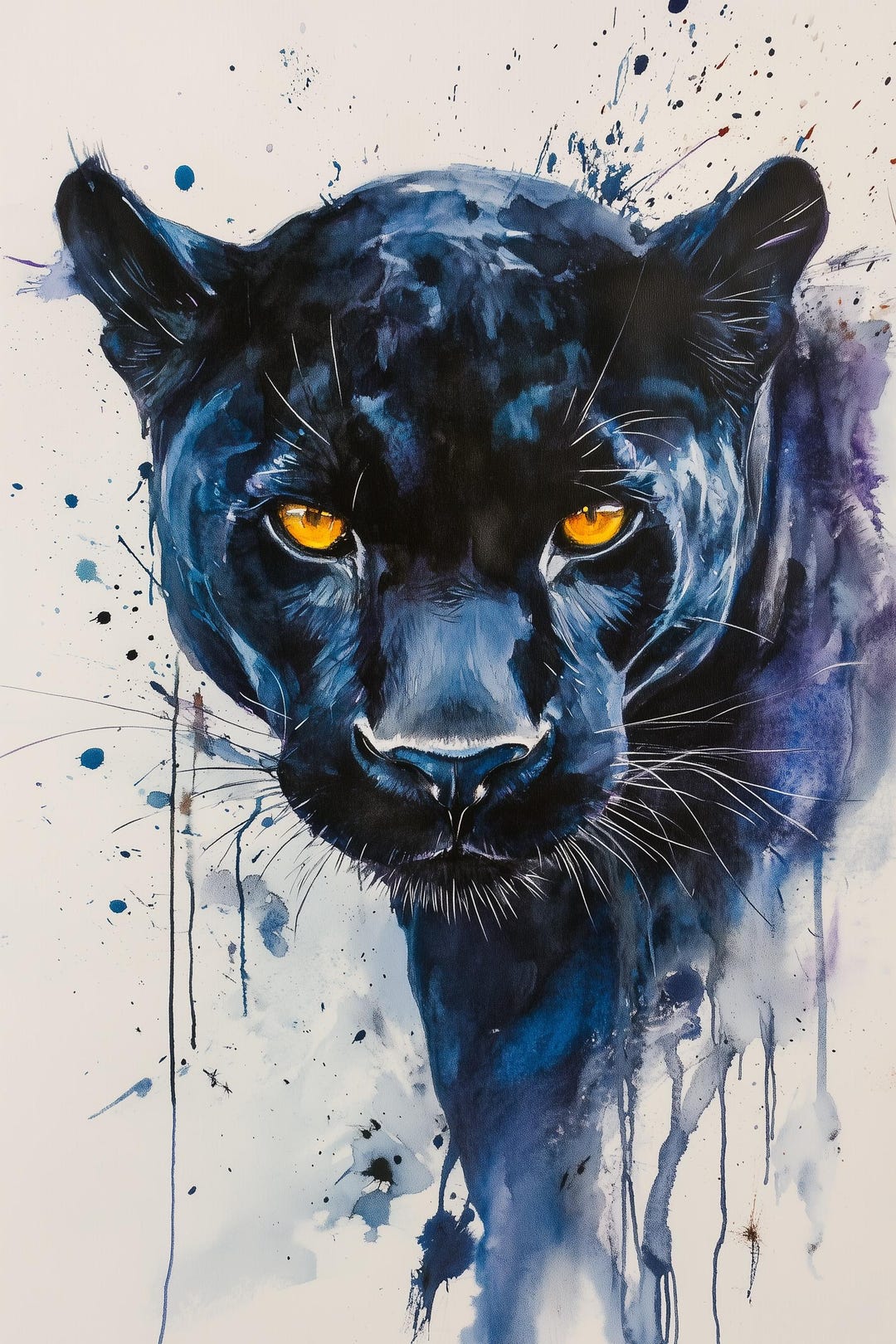 Panther Watercolor Splash, Wall Art Poster - Etsy