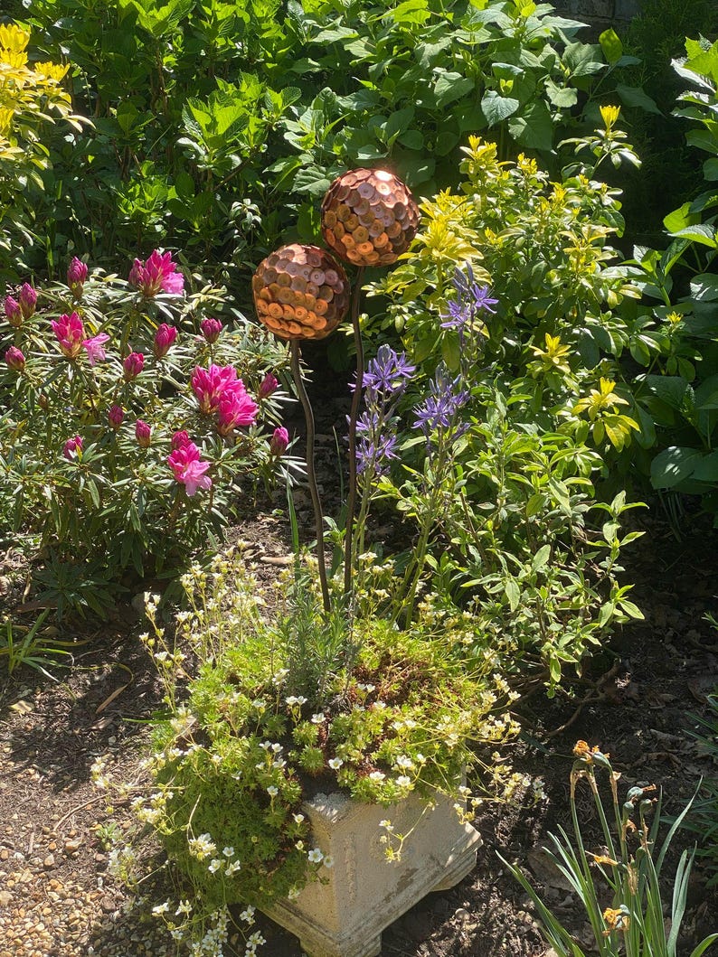 Copper Rivet Allium / Dandelion Garden Sculpture - Etsy