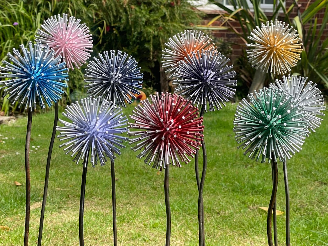 Allium Garden Stakes Garden Decor Unique Metal Sculptures - Etsy