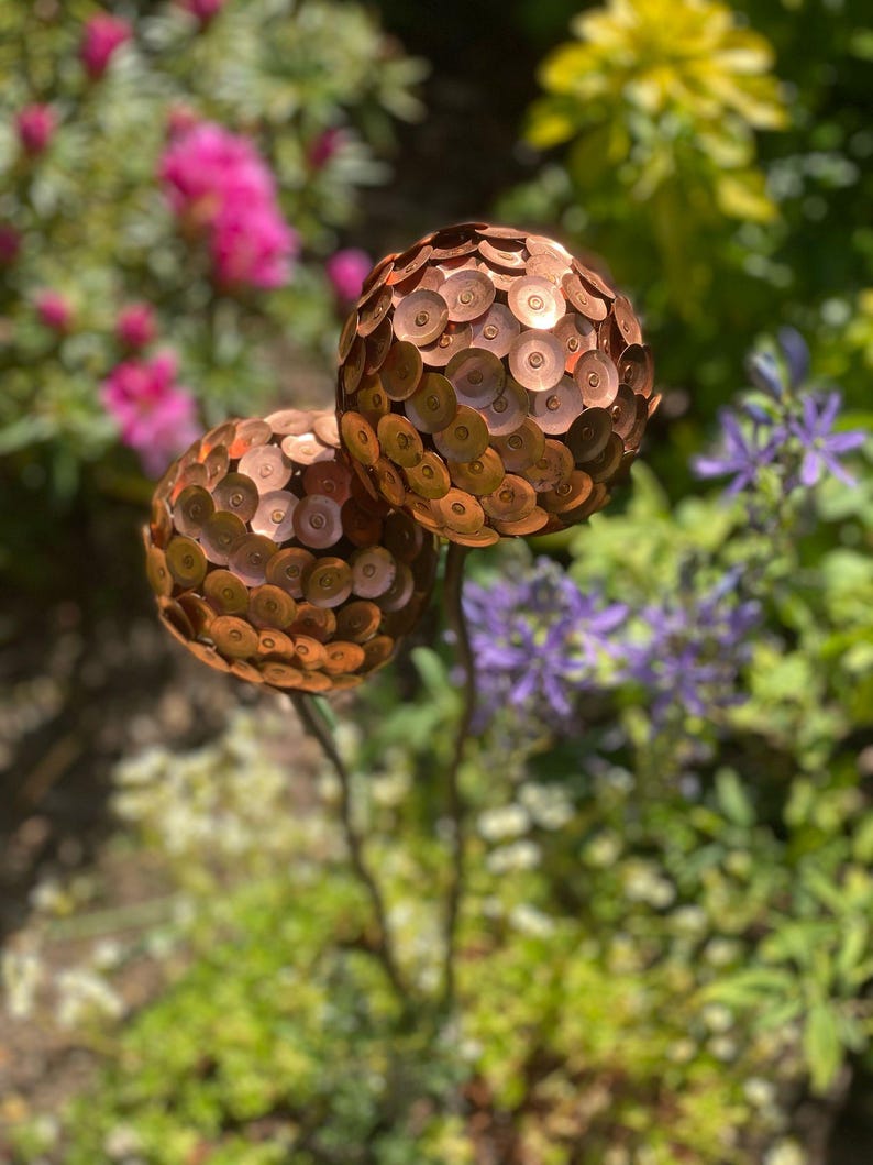 Copper Rivet Allium / Dandelion Garden Sculpture - Etsy