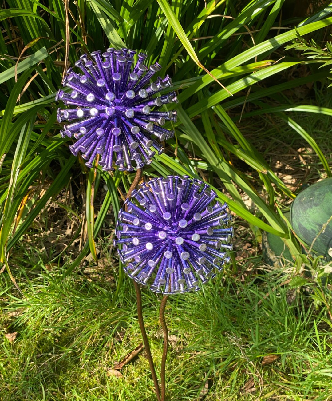 Purple & Silver-tipped Allium Garden Ornament – Handmade Dandelion ...