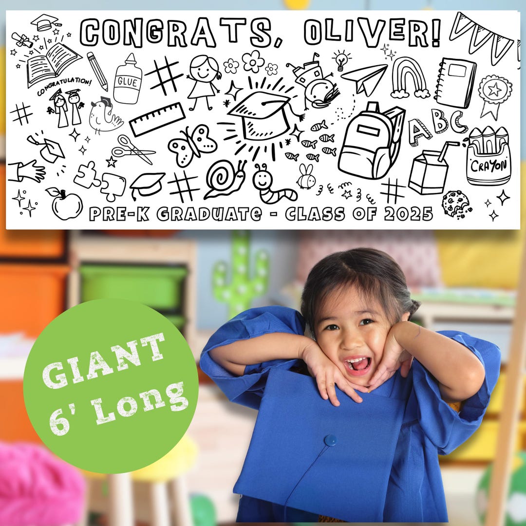 Personalized Pre-k Graduation Congratulations Grad Banner Coloring ...