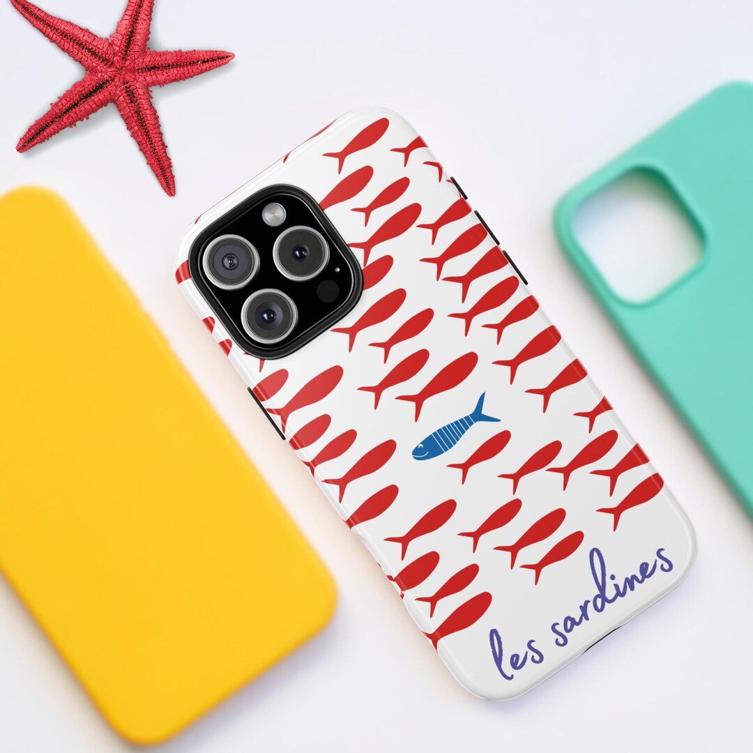 Funny Fish Phone Case Fisherman Aesthetic Sardine Tough iPhone Cover ...