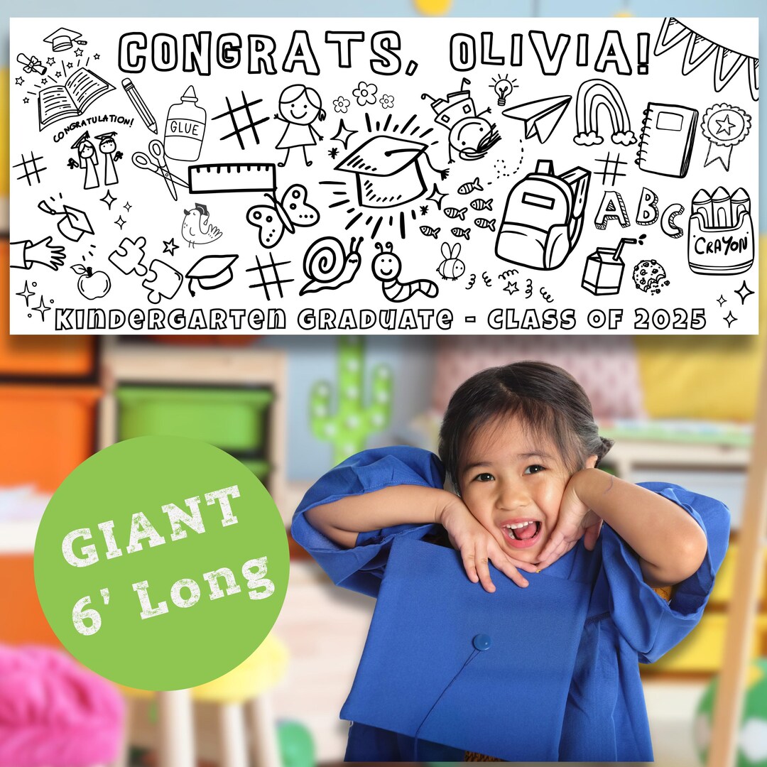 Personalized Kindergarten Graduation 2025 Coloring Tablecloth ...