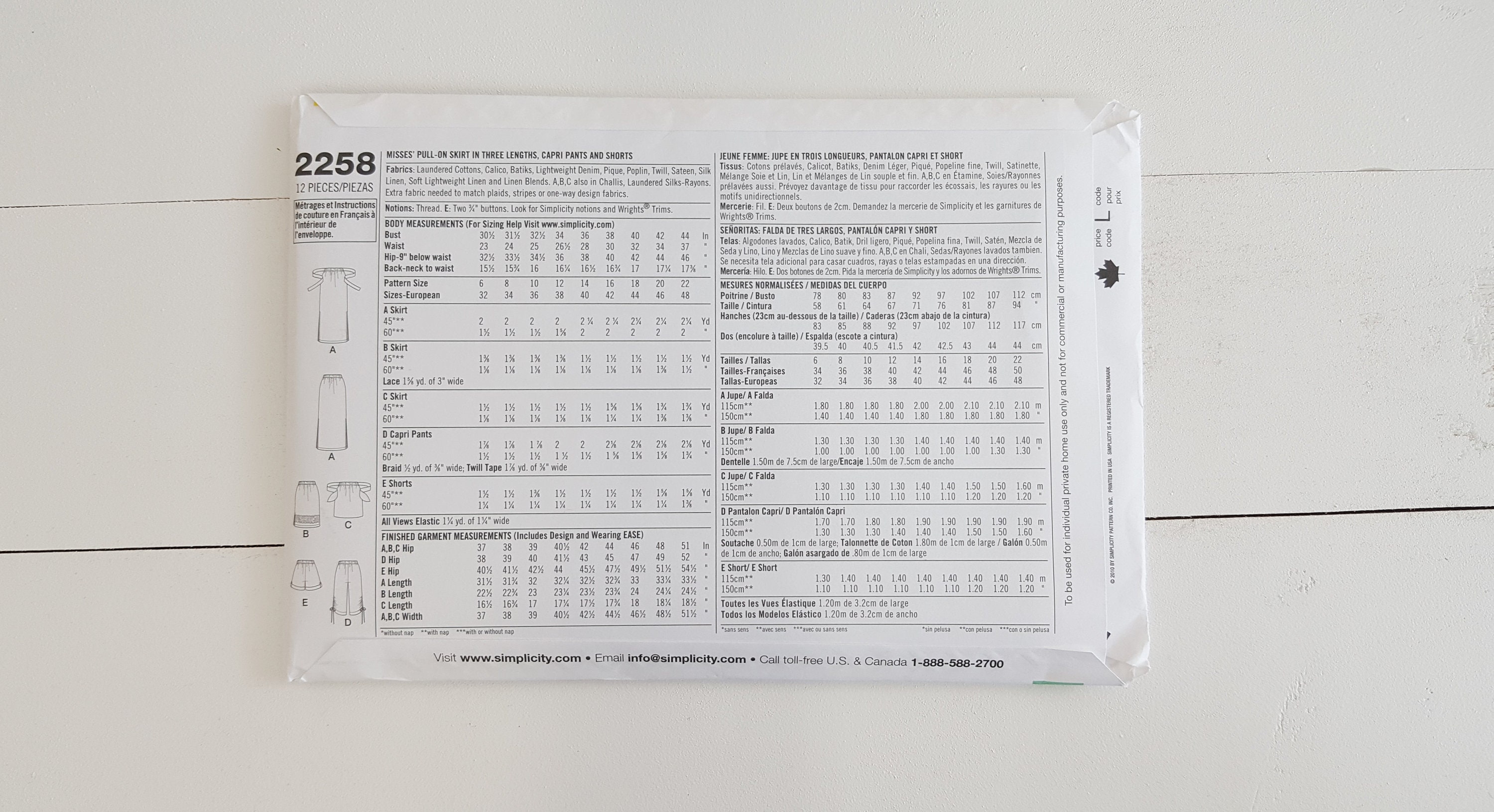 Simplicity 2258 Women/ Teen Skirt Shorts Sewing Pattern Size | Etsy UK
