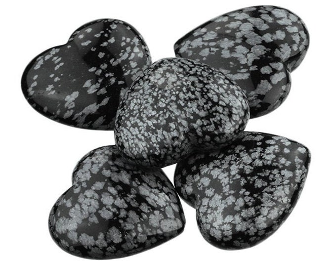 Snowflake Obsidian Heart Shaped Carved Stone - Etsy