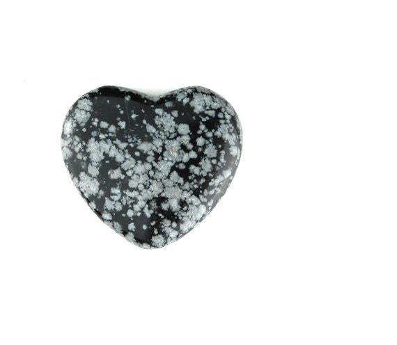 Snowflake Obsidian Heart Shaped Carved Stone | Etsy