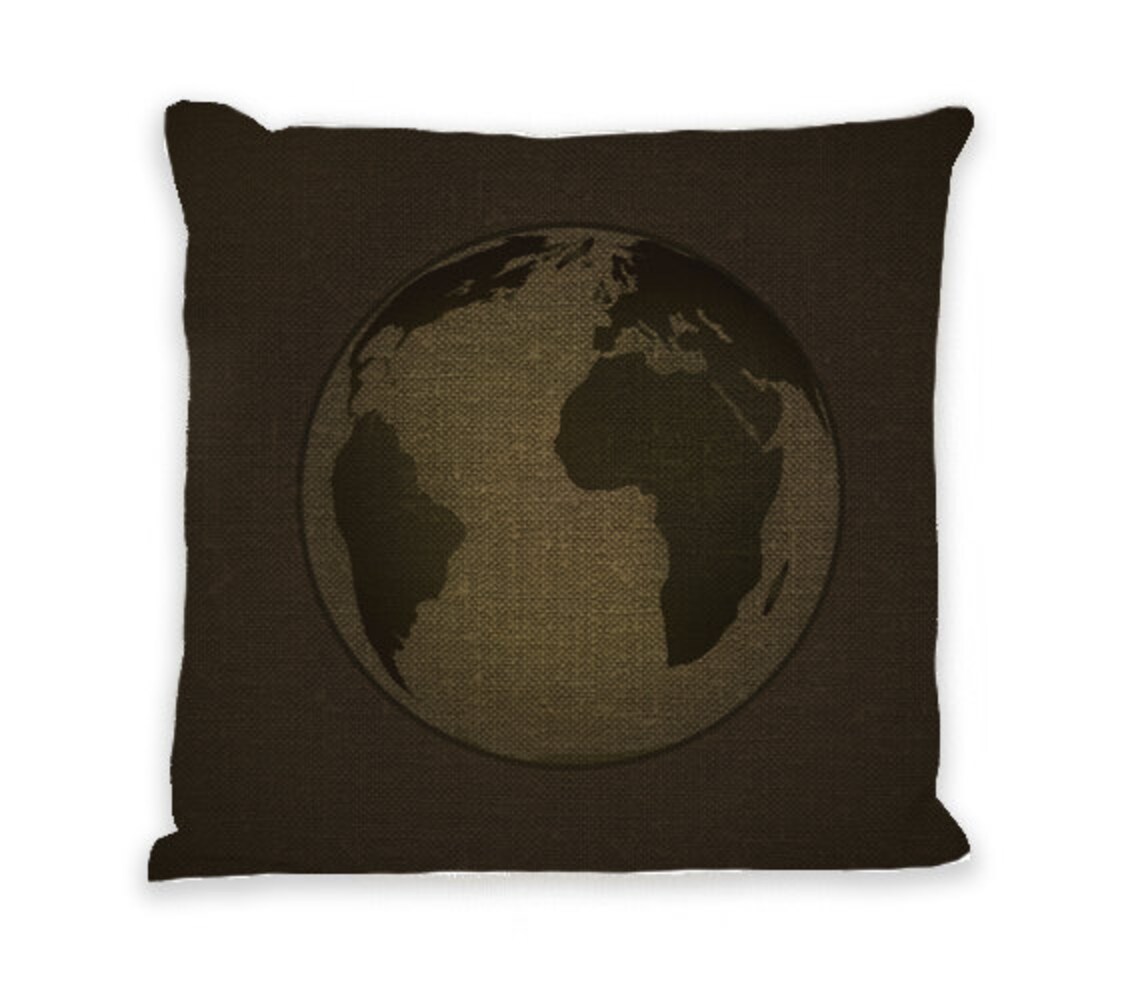 Rustic World Map Vintage Globe Pillow Cover by Geo Evolution - Etsy