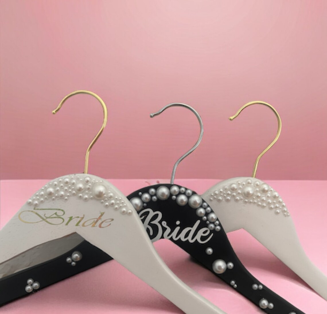 Bride Hanger Pearl Wedding Dress Hanger Brider Hanger Black Bridal ...