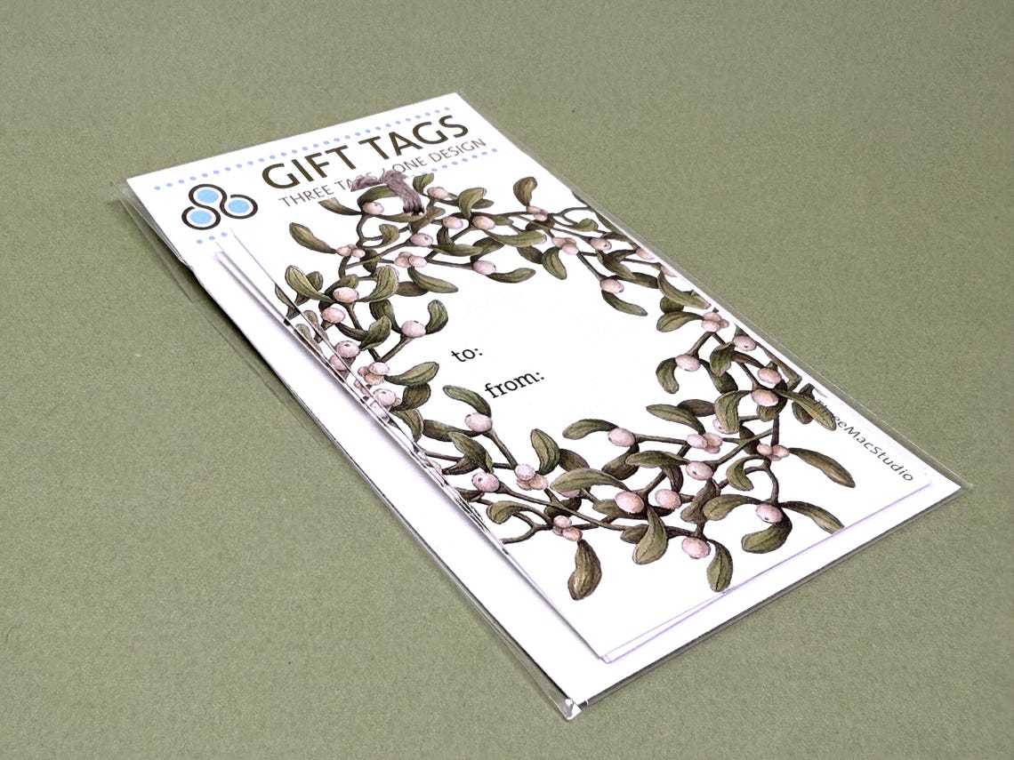 Mistletoe Wreath Gift Tags: Set of 3 - Etsy