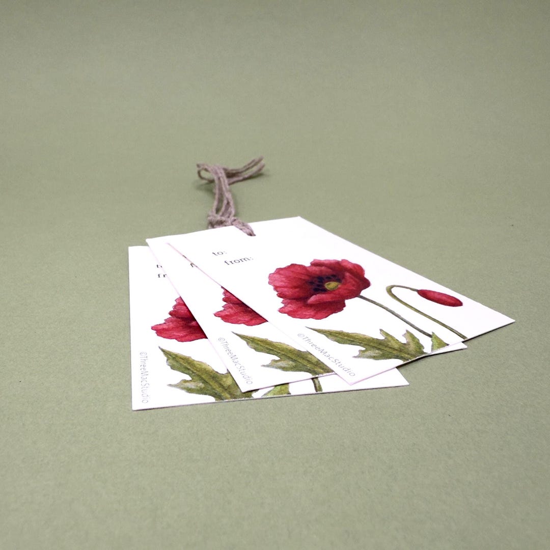 Poppy Gift Tags: Set of 3 - Etsy