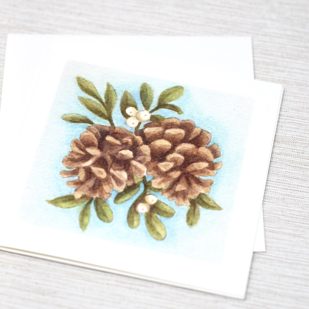 Pine Cone Holiday Cards: Box of 10 - Etsy