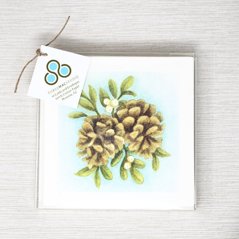Pine Cone Holiday Cards: Box of 10 - Etsy