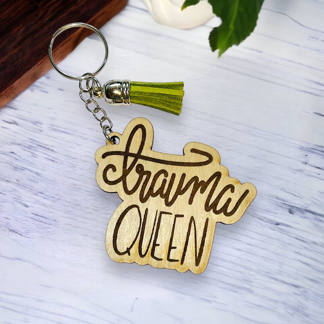 Custom Trauma Queen Engraved Wooden Keychain With Tassel for Nurses ...