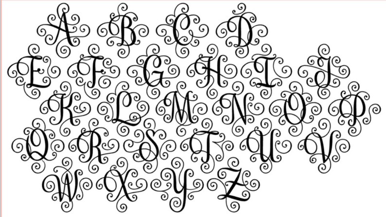 Vinyl Monogram Decal Elegant Scroll Monogram Personalized - Etsy