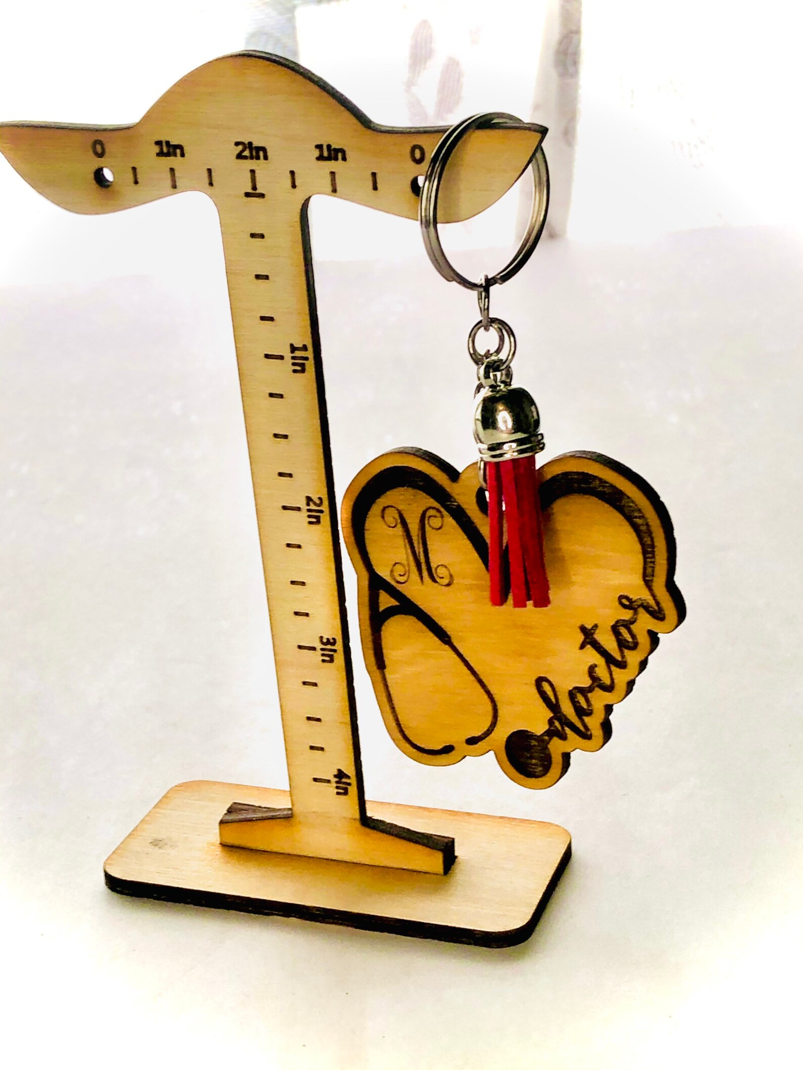 Custom Monogram Doctor Stethoscope Heart Wooden Keychain With - Etsy