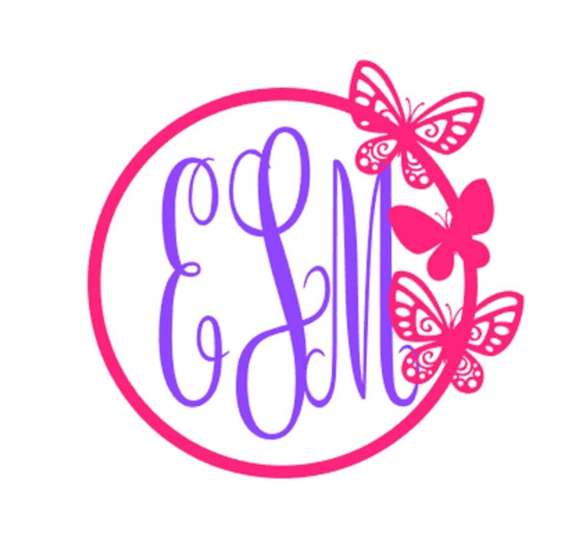 Butterfly Monogram Vinyl Decal Custom Car Decal Personalized - Etsy