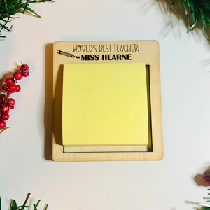 Custom World’s Best Teacher Sticky Note Pad Holder Desk Tray - Teacher ...