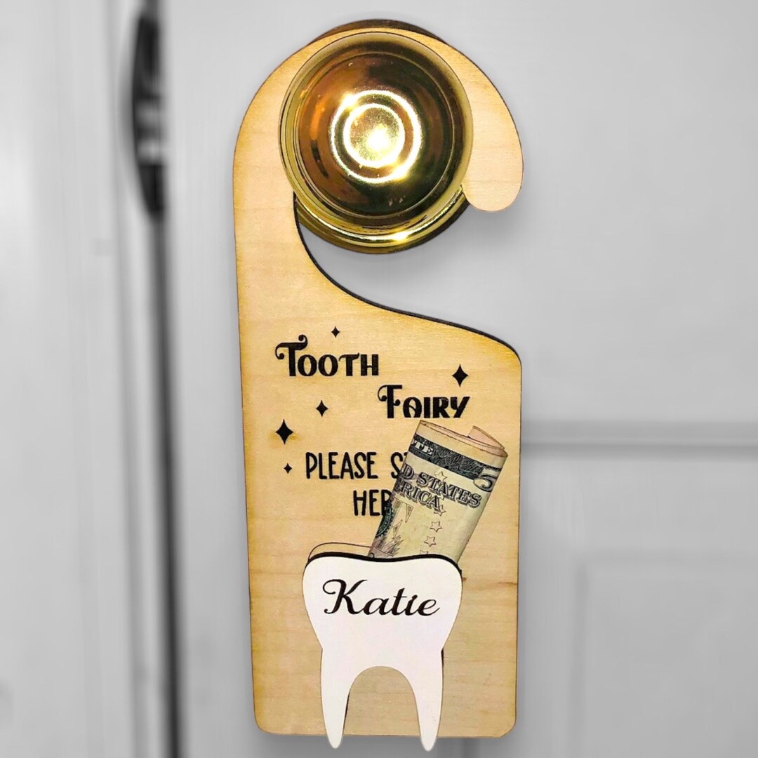 Custom Tooth Fairy Stop Here Personalized Wooden Door Hanger With Tooth ...