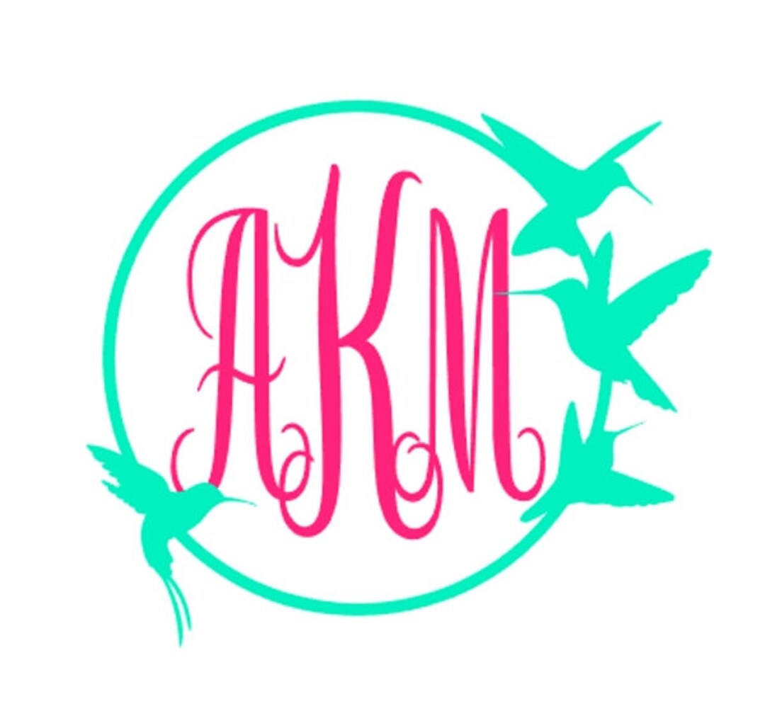 Hummingbird Monogram Vinyl Car Decal, Personalized 3 Letter Monogram ...