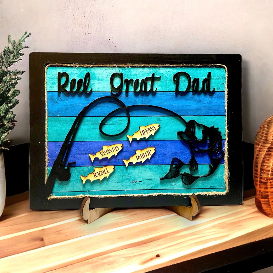 Reel Great Dad Custom Father’s Day Fishing Sign With Childrens Name ...