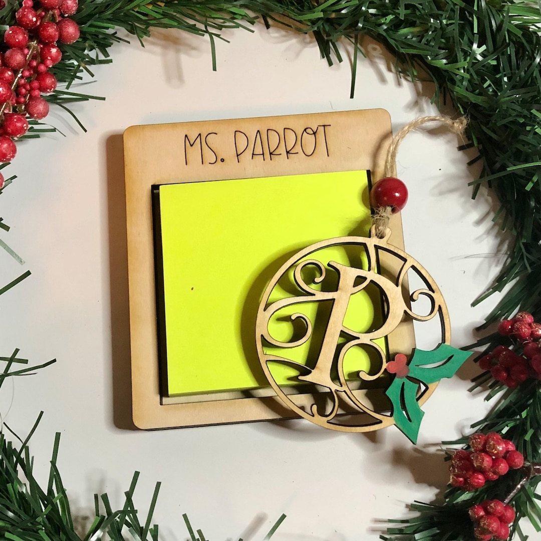 Personalized Wooden Sticky Note Holder: Teacher Desk Gift, Optional ...