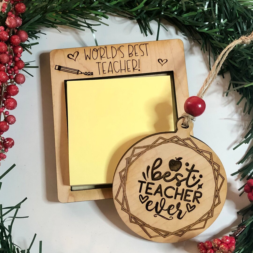 Custom Worlds Best Teacher Sticky Note Pad Holder Teacher - Etsy