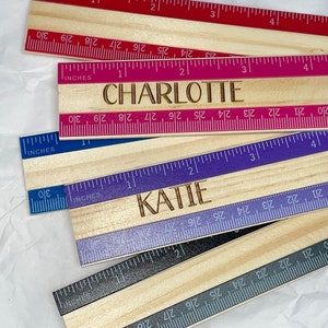 Personalized Wooden School Ruler: Laser Engraved, Colored Edge - Etsy