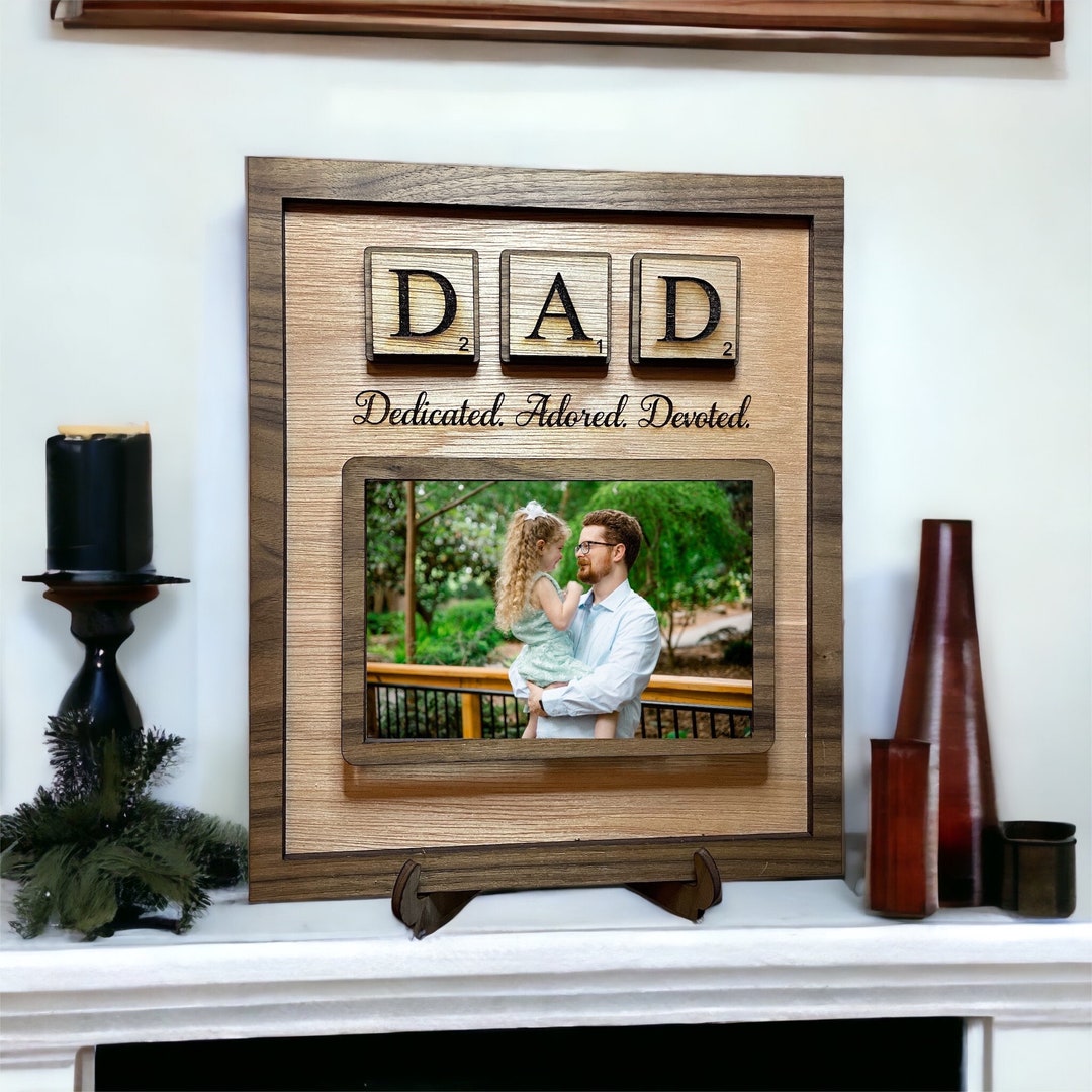 Custom Walnut Scrabble Tile Dad Photo Frame for Father’s Day - Etsy