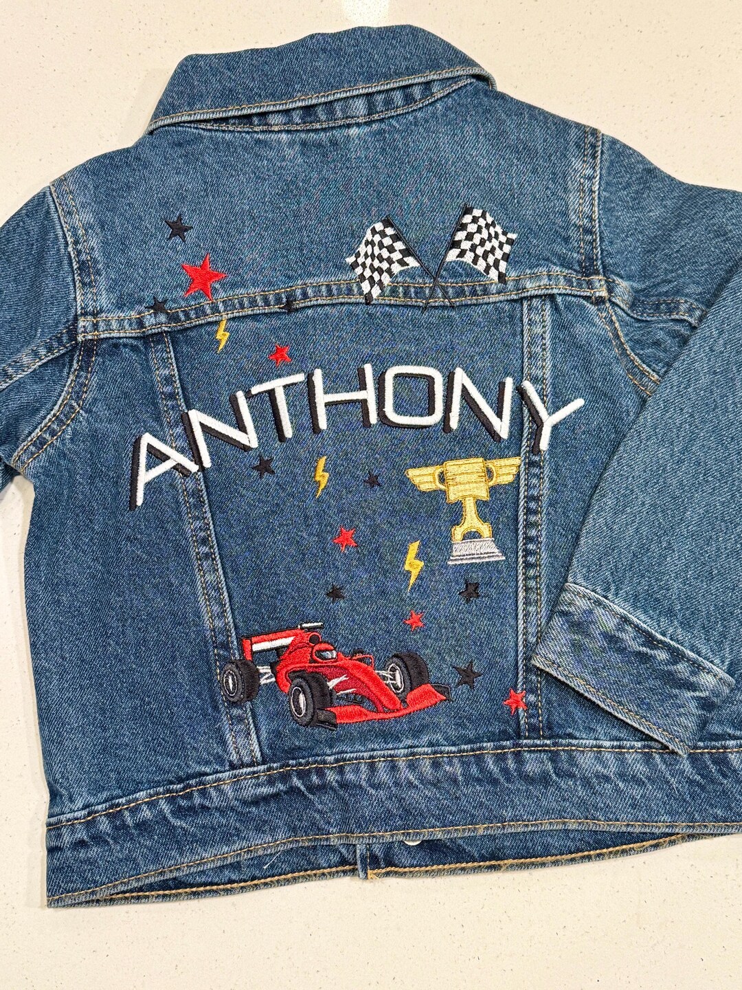 Customizable Race Themed Embroidery Design Baby/toddler’s Denim Jacket ...