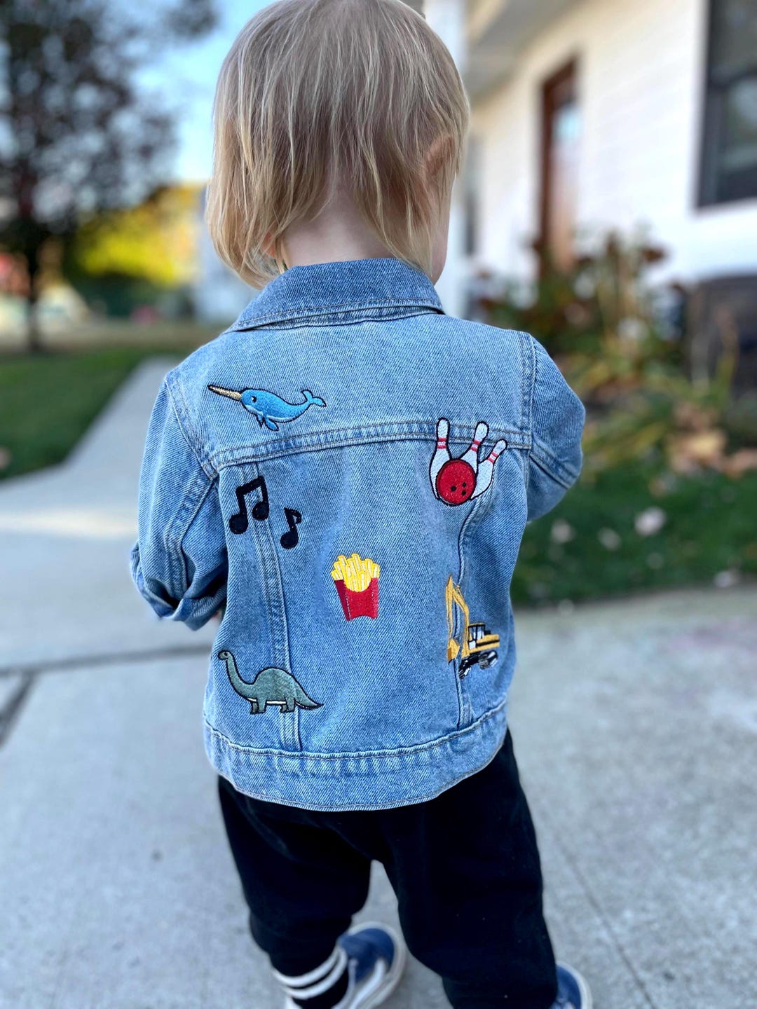 CUSTOM Directly Embroidered Toddler Kids Icon Personality Denim Jacket ...