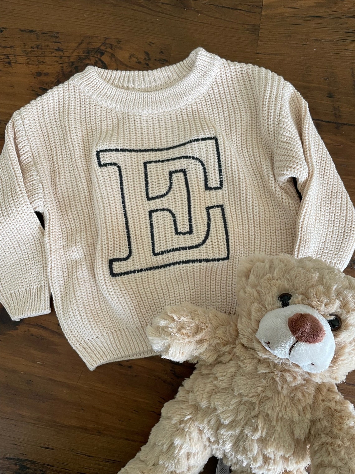 Personalized Letter Embroidered Chunky Knit Sweater for Babies and ...