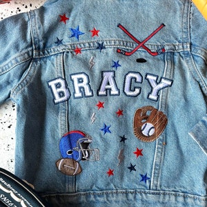 Customizable Embroidered Sports Denim Jacket - Baby & Toddler Gift - Etsy