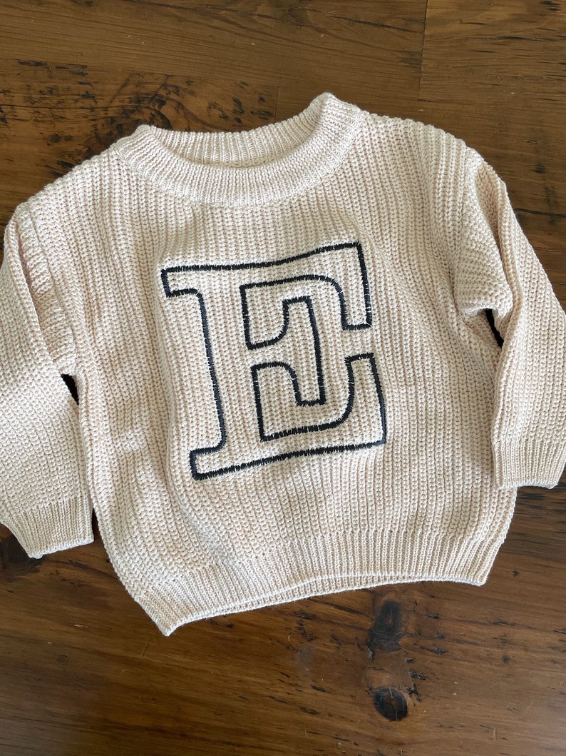 Personalized Letter Embroidered Chunky Knit Sweater for Babies and ...