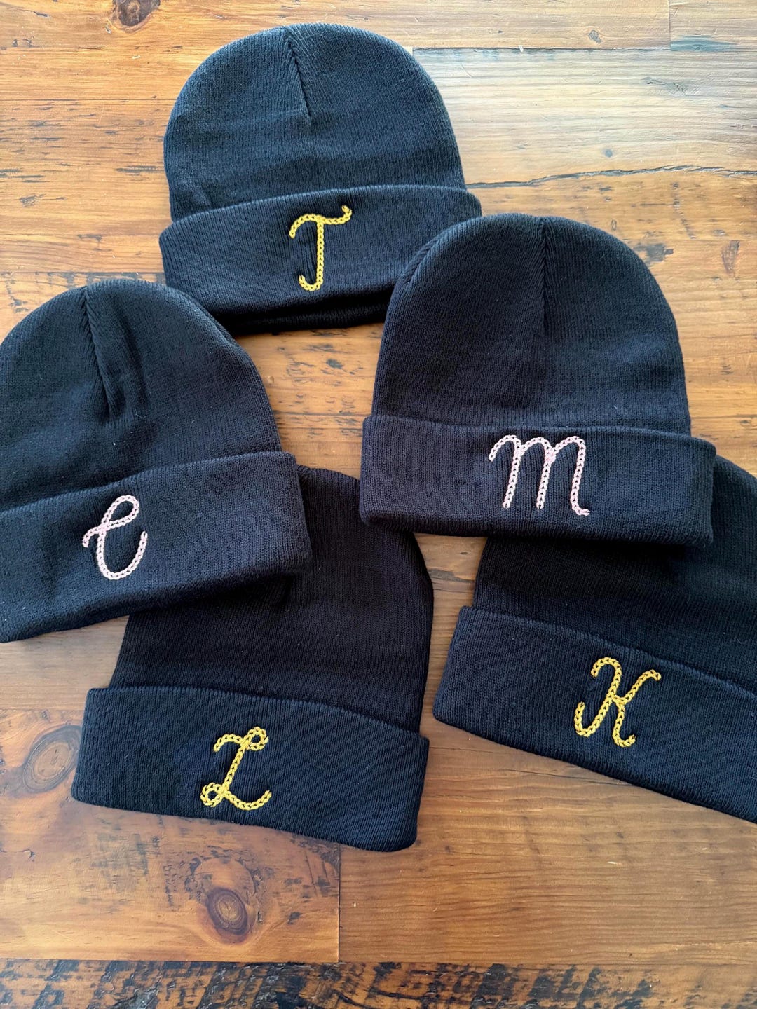 Chainstitch-inspired Embroidered Letter Toddler Beanie - Etsy