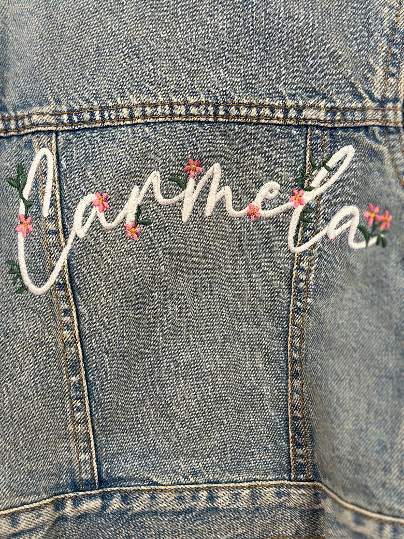 Customized Baby Name With Florals Denim Jacket — Cute Embrodiered ...