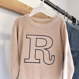 Personalized Letter Embroidered Chunky Knit Sweater for Babies and ...