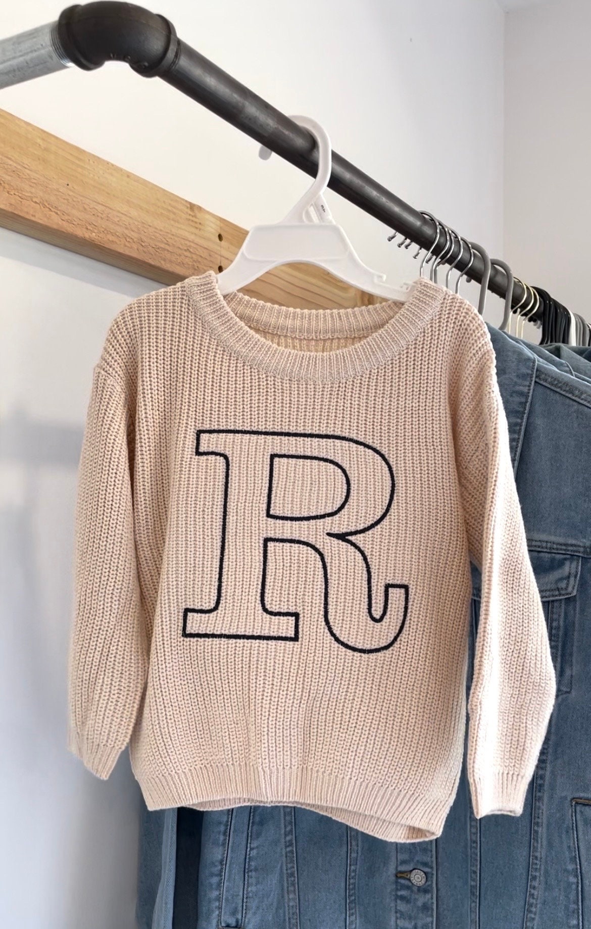 Personalized Letter Embroidered Chunky Knit Sweater for Babies and ...