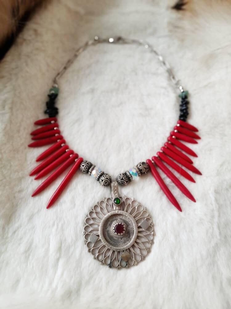 boho, kuchi necklace, boho necklace, halskette boho, tribal fusion ...