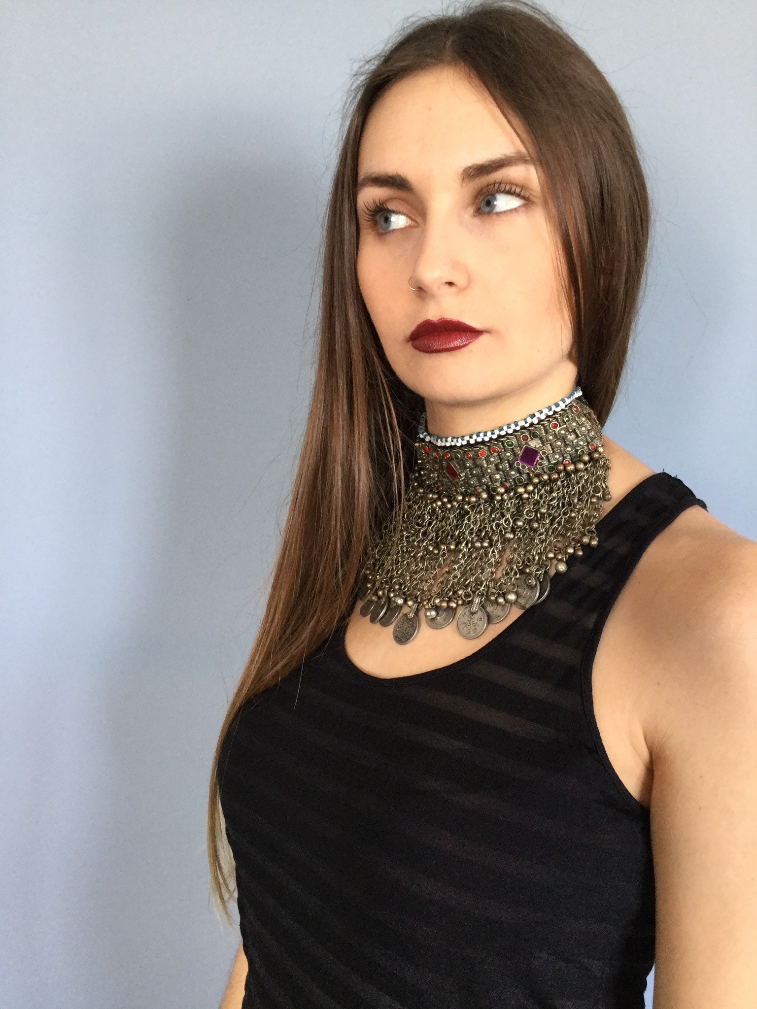 Boho Necklace Kuchi Necklace Tribal Fusion Cleopatra Boho Choker Boho Chic Ethnic