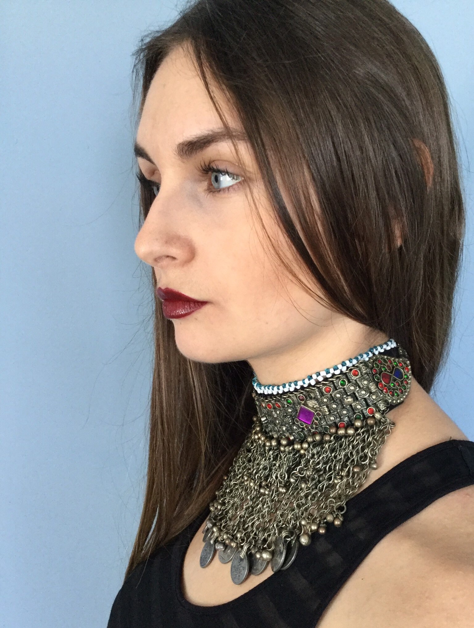 Boho necklace, kuchi, necklace, tribal fusion, Cleopatra, boho choker ...