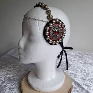 Tribal Fusion Headpiece, Tribal Fusion Bellydance, Red and Silver ...