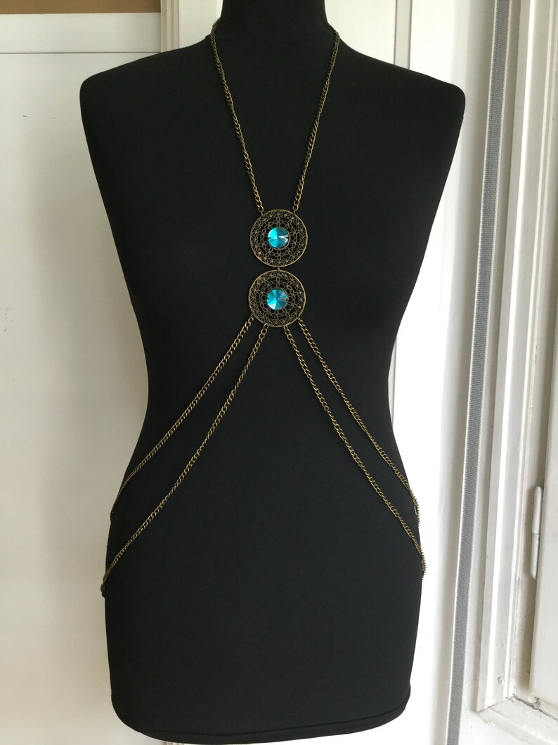 Bodychain body chain harness body necklace body jewelry | Etsy