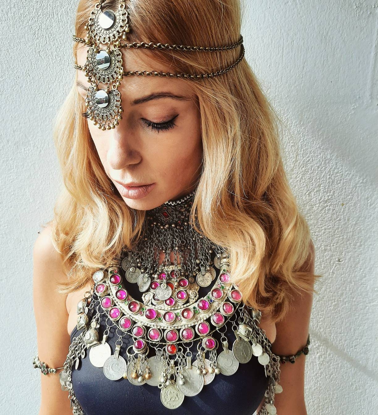 tikka headpiece, boho headpiece, tikka, ethnic headpiece, gypsy ...