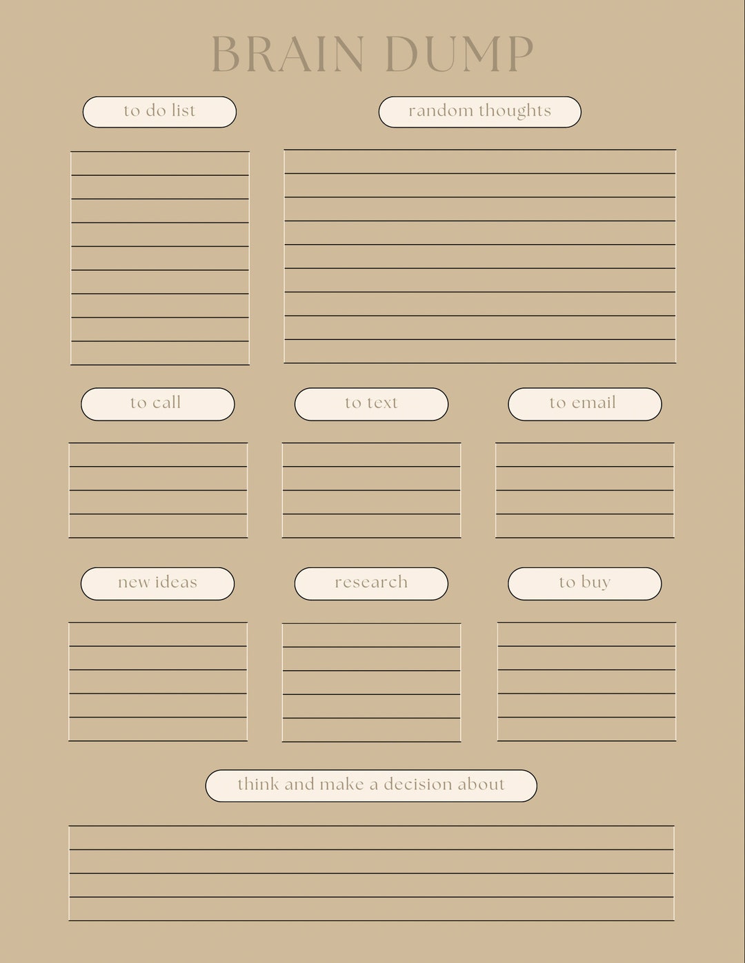 Daily Brain Dump Journal Page - Etsy