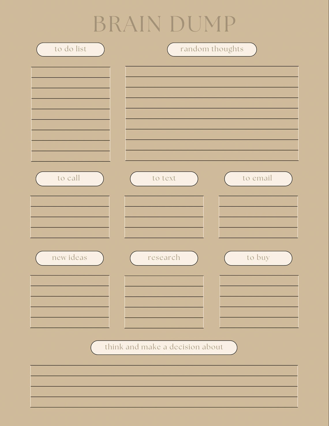 Daily Brain Dump Journal Page - Etsy